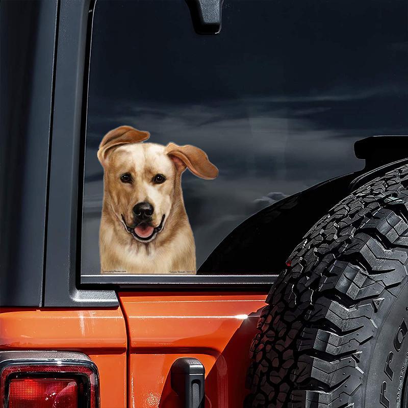 Yellow Labrador-On The Move Window Car Sticker - Noodever
