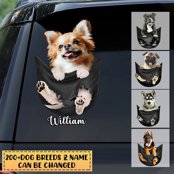Personalized Dog In Pocket Decal - Noodever