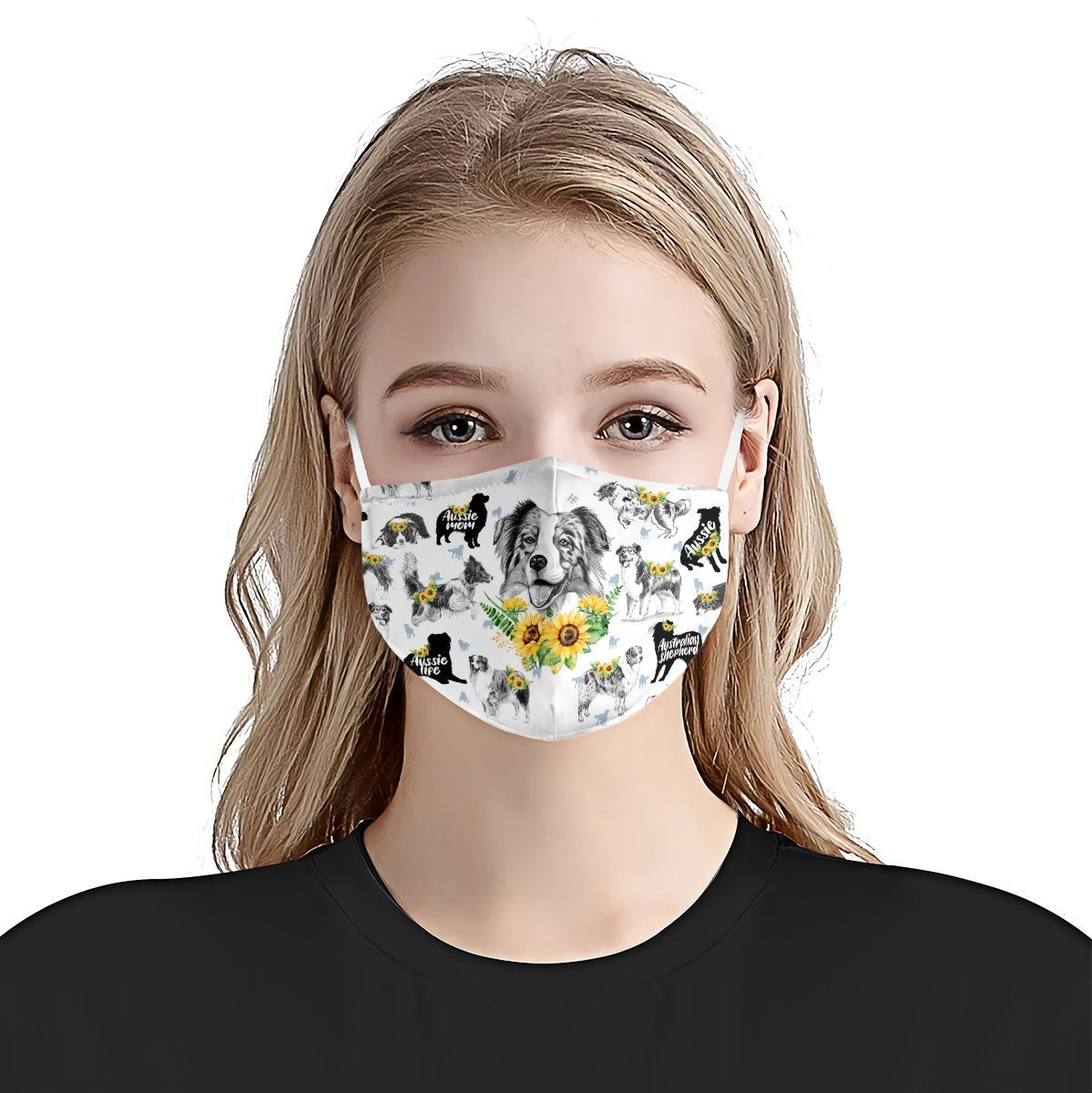 Australian Shepherd Sunflower EZ07 2306 Face Mask - Noodever