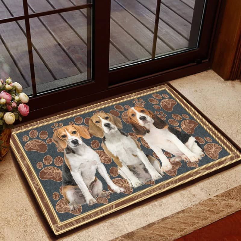 Beagle-Flower Paw Doormat - Noodever