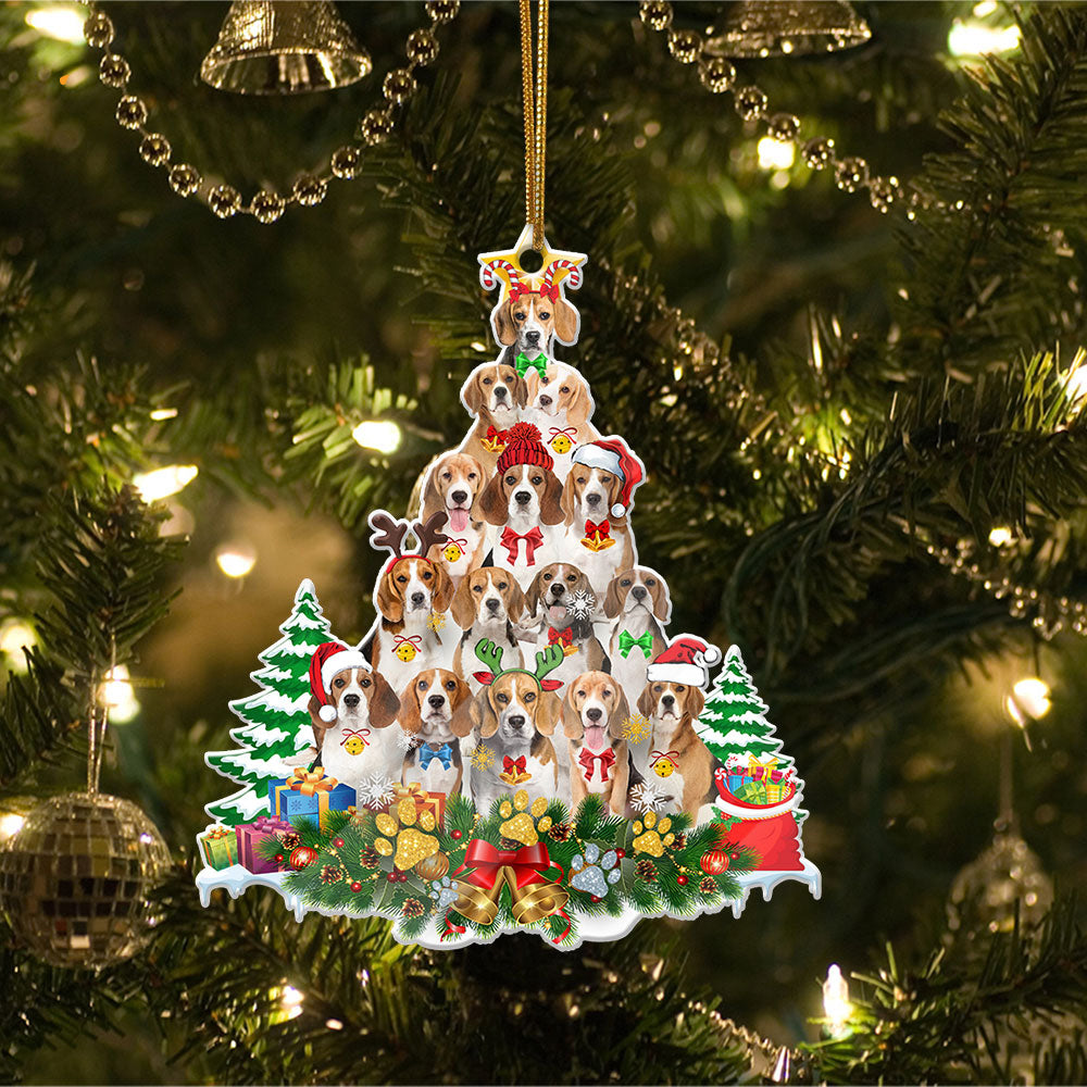Beagle Full The Christmas Tree-Two Sided Ornament - Noodever