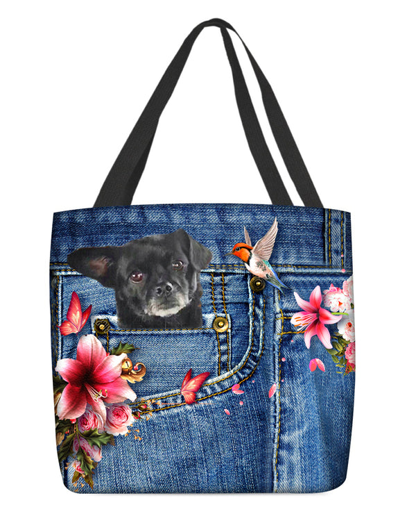 Black Chug-Lily Cloth Tote Bag - Noodever