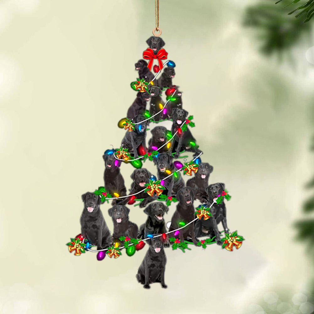Black Labrador Retriever-Christmas Tree Lights-Two Sided Ornament ...