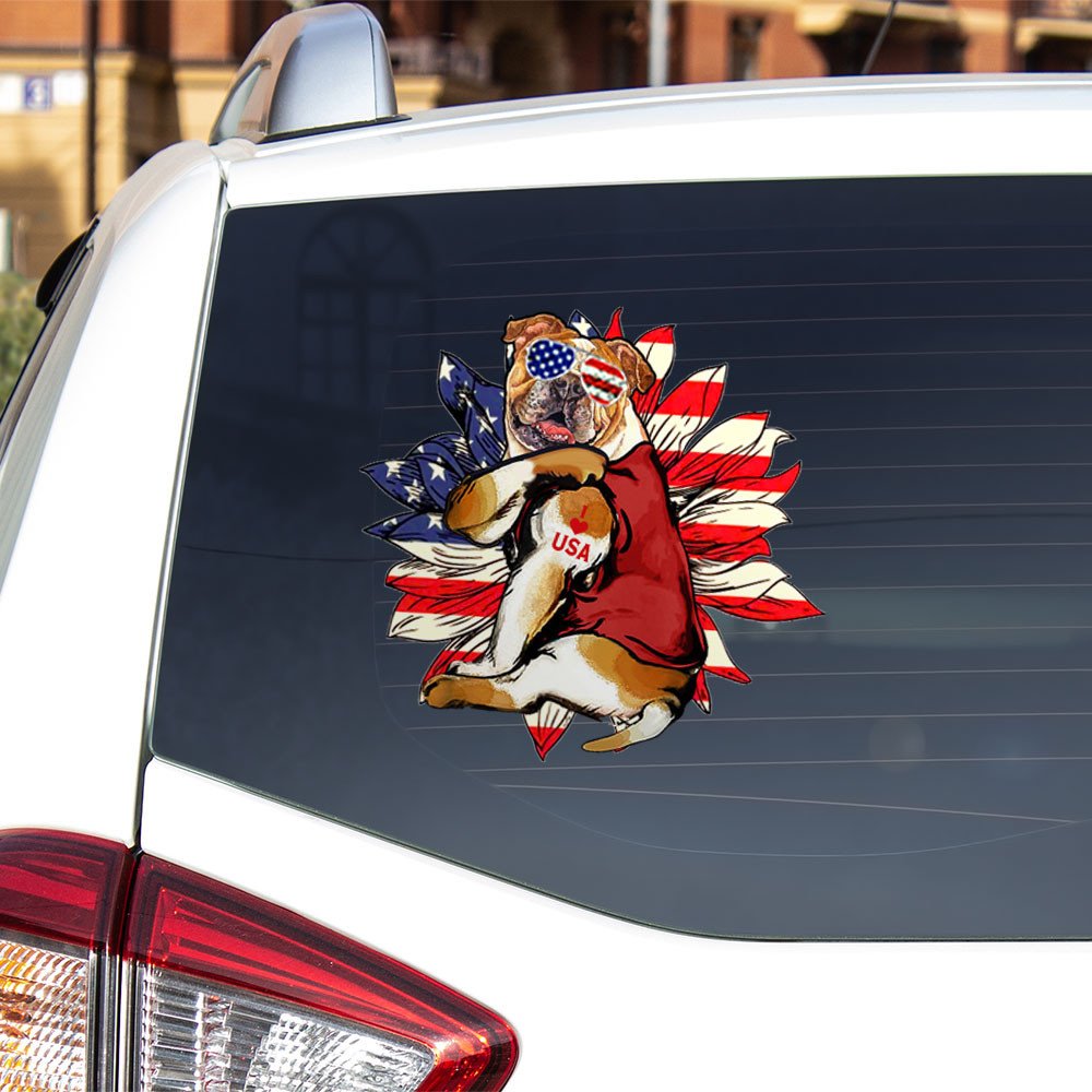 Bulldog Happy Independence Day Car Sticker - Noodever