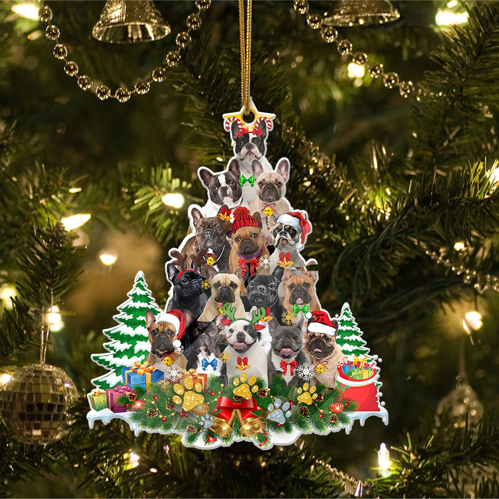French Bulldog Full The Christmas Tree-Two Sided Ornament - Noodever