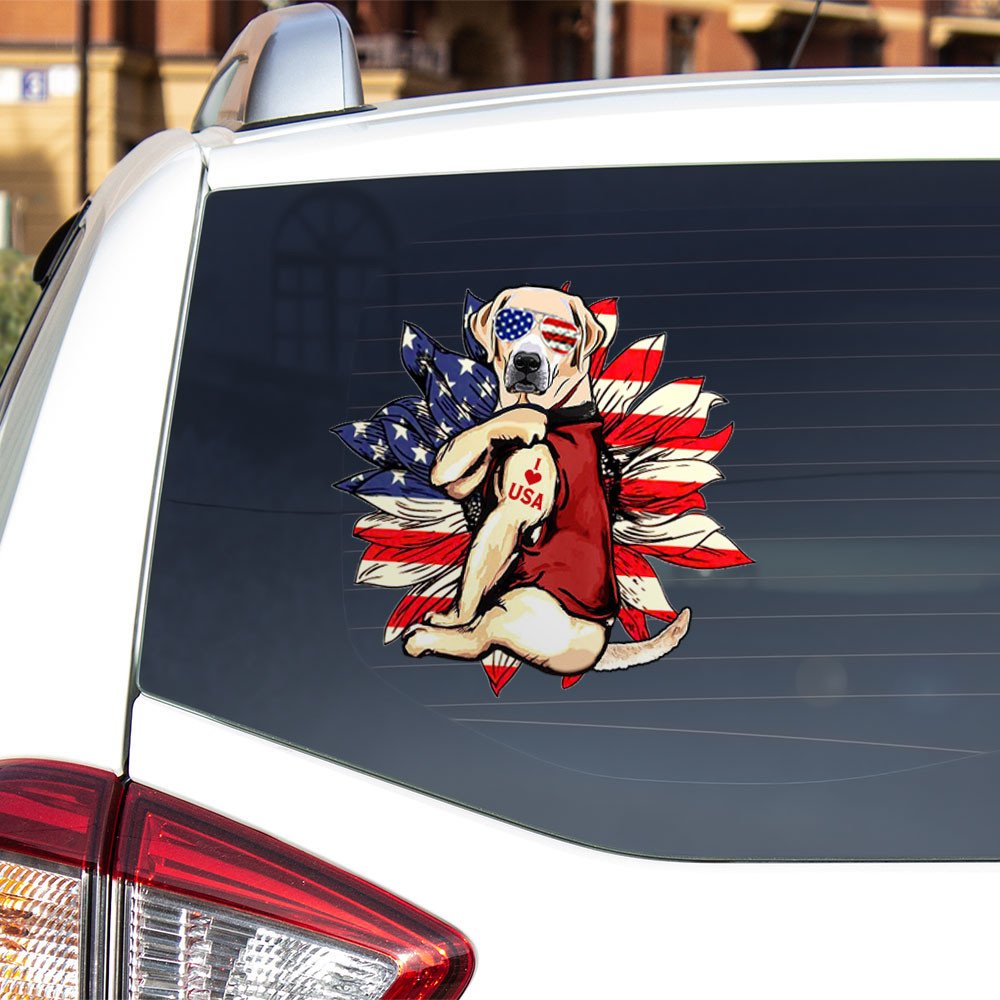 Labrador Retriever Happy Independence Day Car Sticker - Noodever