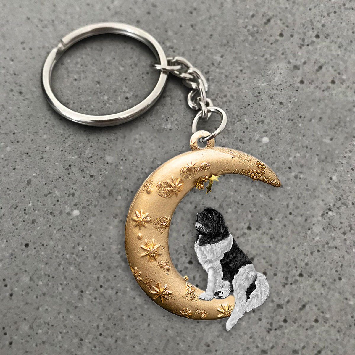 Newfoundland-Dog & Moon Flat Acrylic Keychain - Noodever