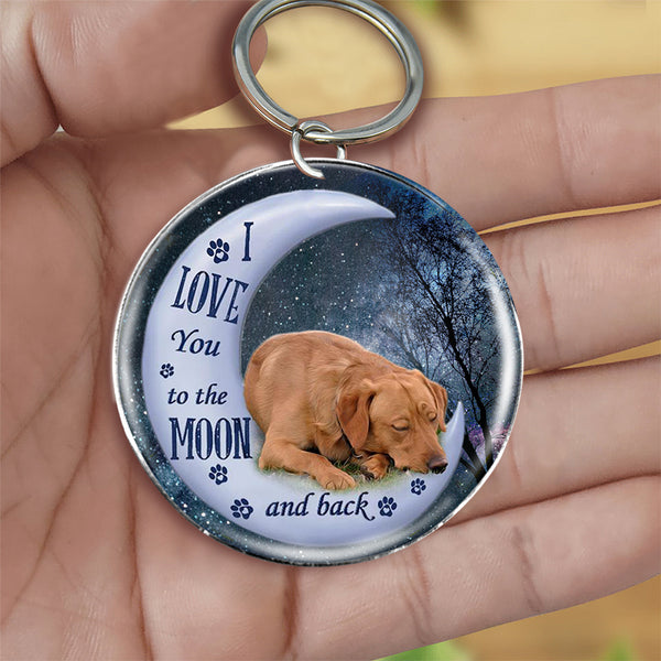Red labrador retriever Moon Back-Round Resin Epoxy Metal Keychain ...