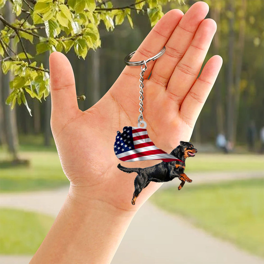 Rottweiler-Happy Independence Day Flat Acrylic Keychain - Noodever