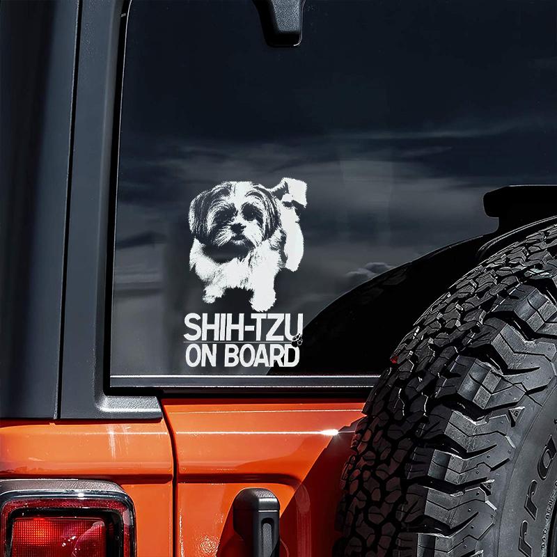 Shih tzu on Board-Car Window Sticker-Dog Sign Decal - Noodever