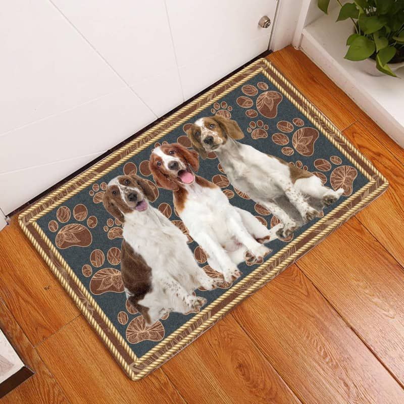 Welsh Springer Spaniel-Flower Paw Doormat - Noodever