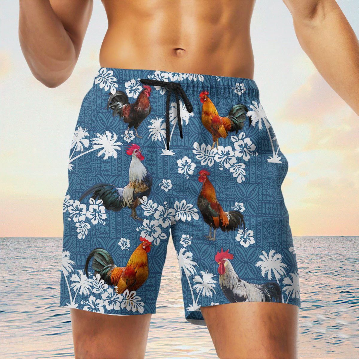chicken Blue Tribal Shorts - Noodever