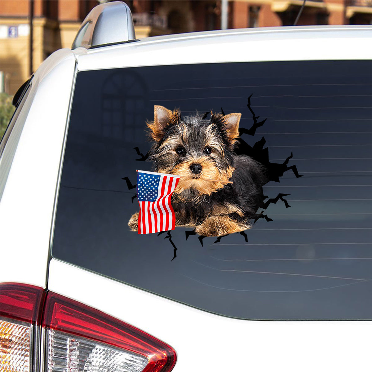 Yorkshire terrier2 And American Flag Independent Day Car Sticker Decal ...