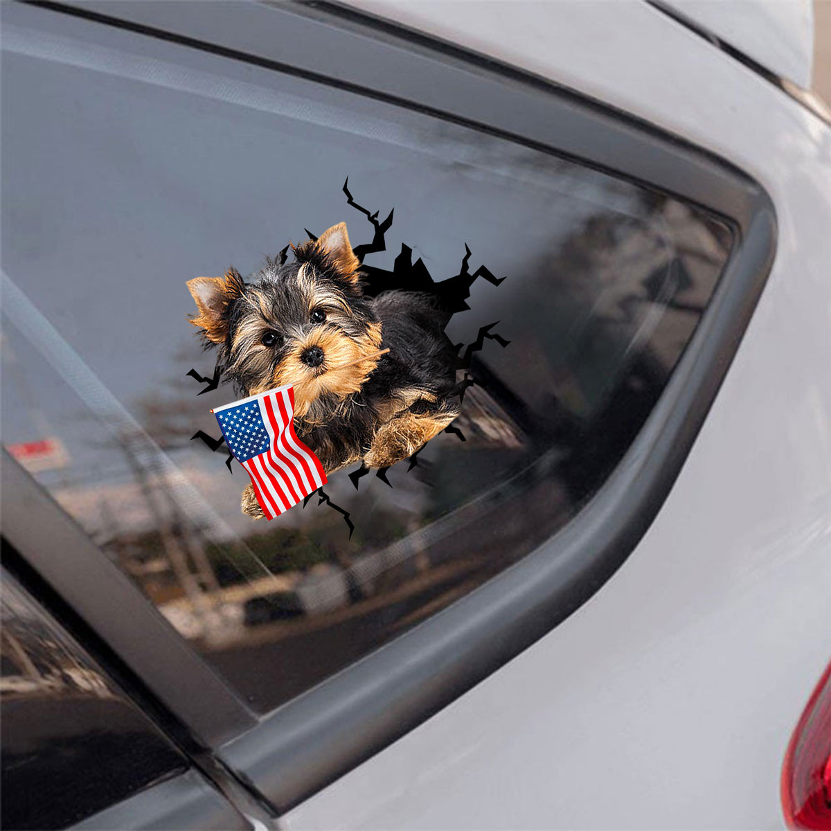 Yorkshire terrier2 And American Flag Independent Day Car Sticker Decal ...